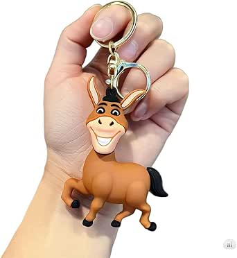Cute Horse Donkey Character Keychain, Decorative Animal Keychain, Brown ...