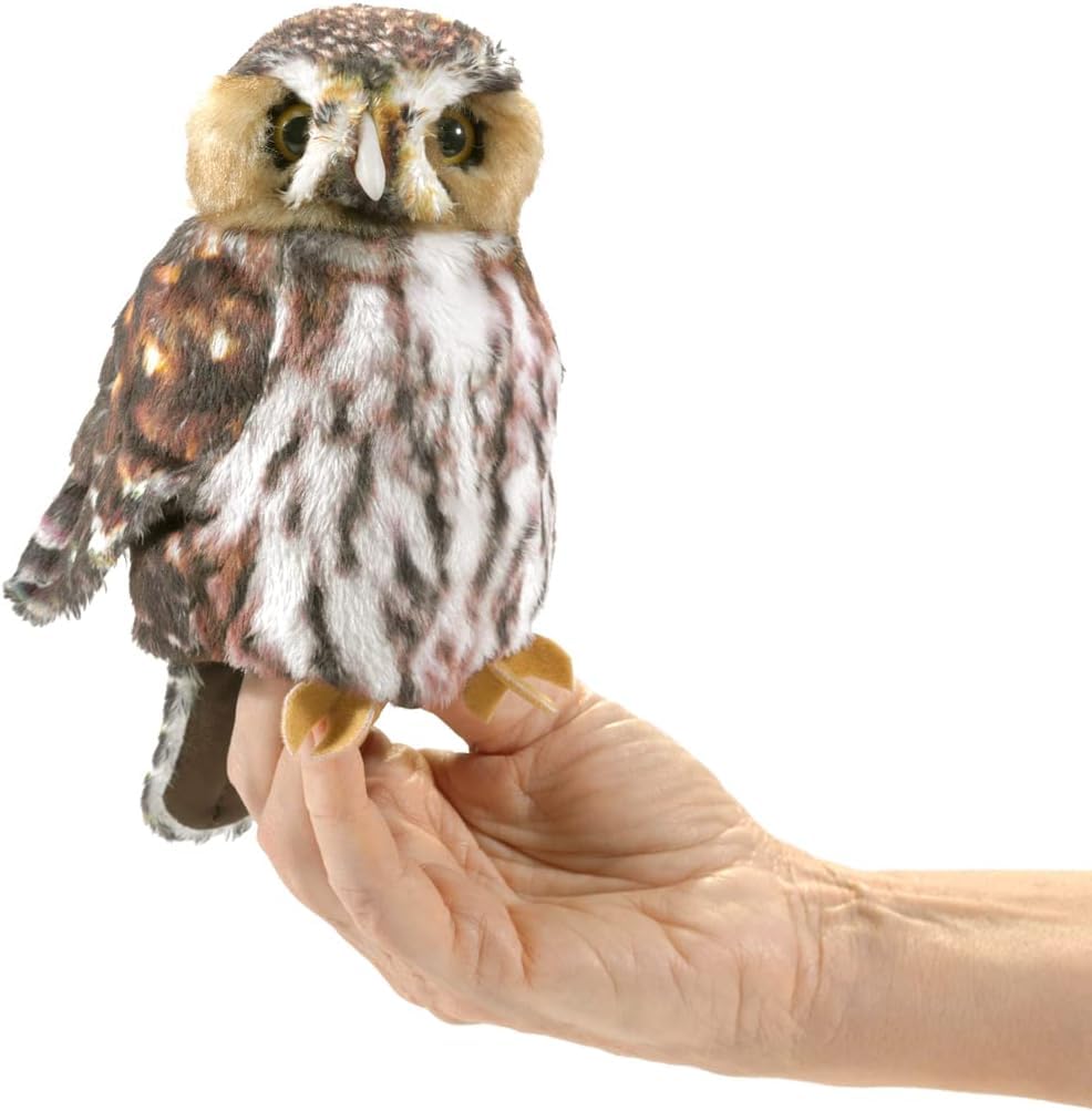 Amazon.com: Folkmanis Pygmy Owl Hand Puppet, Brown, Black, White, Beige ...