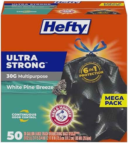 Amazon.com: Hefty Strong Multipurpose Large Black Garbage Bags - 30 ...
