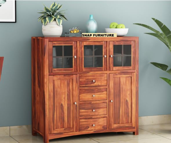 NEW LOOK FURNITURE Solid sheesham Wood Kitchen Crockery Cabinet with ...