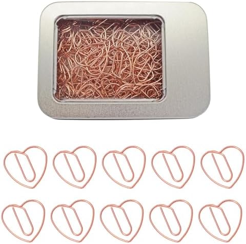 Amazon.com : 200 Pcs Heart Paper Clips Mini, Rose Gold Paperclips ...
