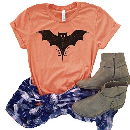 Amazon.com: Bat Sh*t Crazy, Halloween Bat Shirt, Cute Bat Shirt Women ...