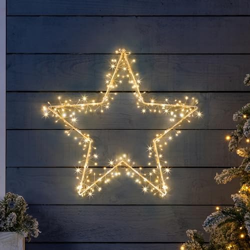 CHRISTOW Christmas Star Decoration, 50cm Warm White Micro LED Light ...