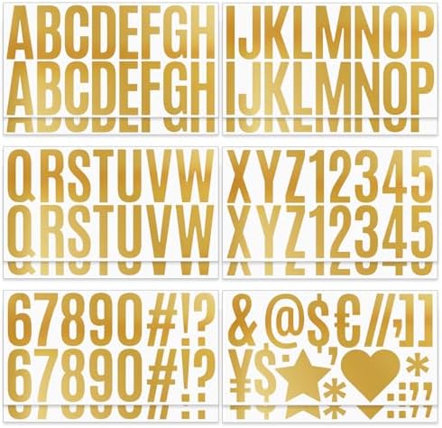 Amazon.com: 12 Sheets 2.5 inch Letter Number Stickers, Gold Vinyl ...