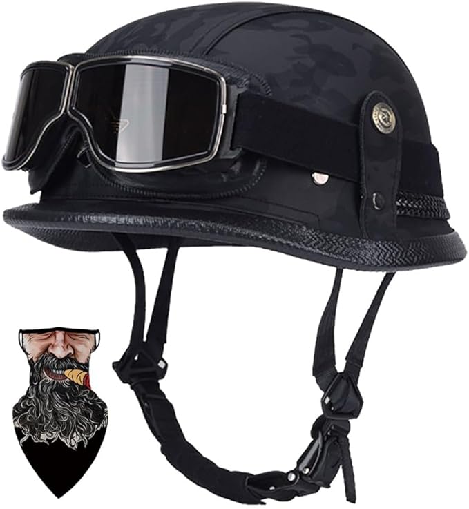 Motorcycle Half Helmet,Motorcycle German Leather Half Face Helmet, DOT ...