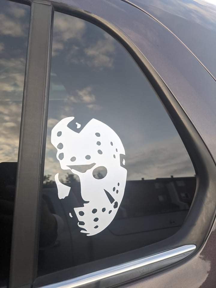 Jason Horror Movie Face WHITE Vinyl Car/Laptop/Window/Wall Decal ...