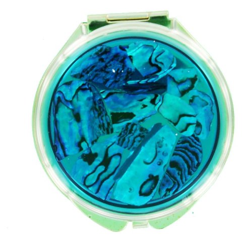 Amazon.com : Compact Mirror - Abalone Round Blue : Personal Makeup ...