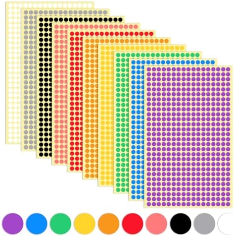 HASTHIP® 10 Sheets Colored Dot Stickers Self Adhesive Labels Stickers ...