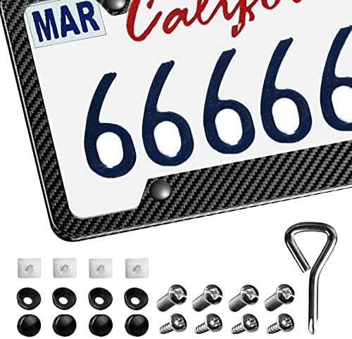 Amazon.com: Real Carbon Fiber License Plate Frame, 4 Holdes License ...