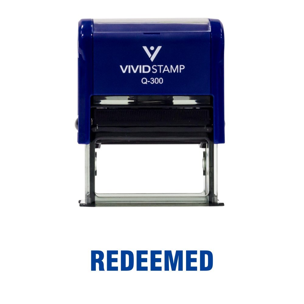 Amazon.com : Redeemed Self Inking Rubber Stamp (Blue Ink) - Large ...