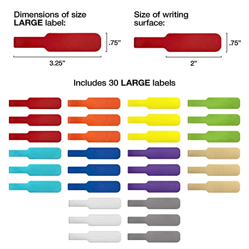 Cable Labels by Wrap-It Storage, Large, Multi-Color (30-Pack) Write On ...