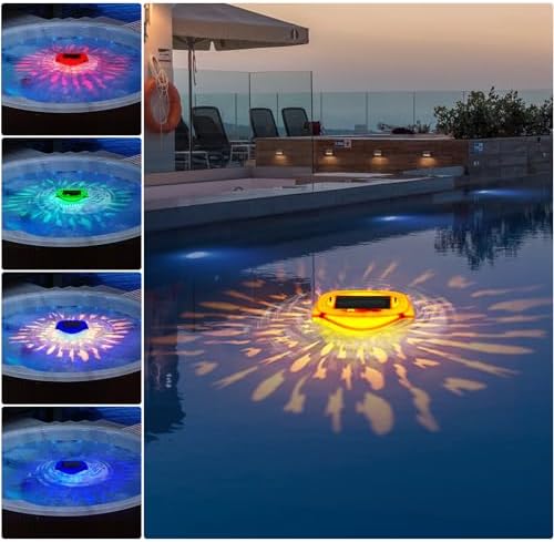 Amazon.com: Pugwoy Floating Pool Lights,RGB Color Changing Solar Pool ...