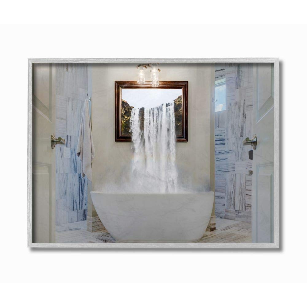 Stupell Industries Bathtub Waterfall Abstract Bathroom Photograph ...