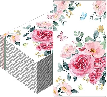 Amazon.com: Floral Paper Napkins for Plates-60pcs Disposable Flower ...