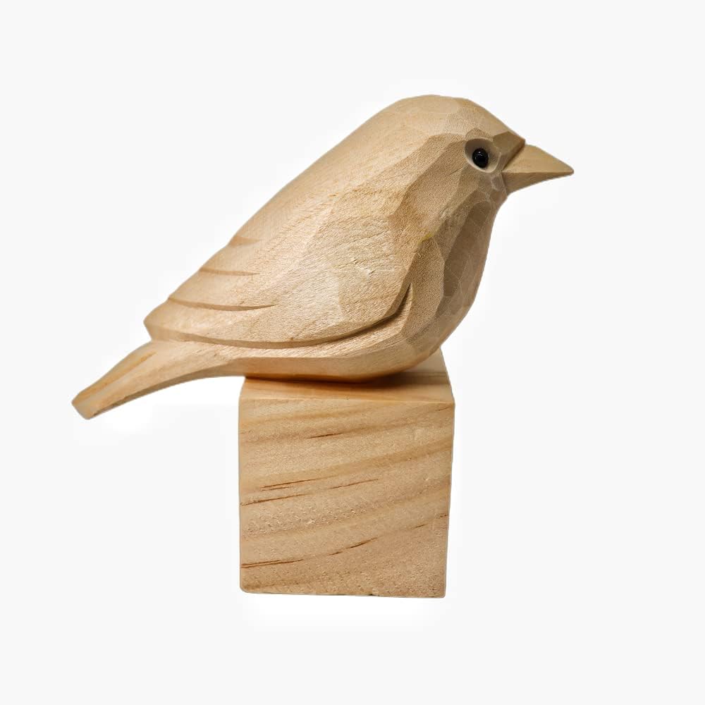 Amazon.com: Unfinished Wood Bird Statues Hand Carved Wooden Birds ...