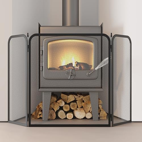 Kinson Black Fireplace Guard – 96.5x53cm – Safety Fire Guard for Wood ...