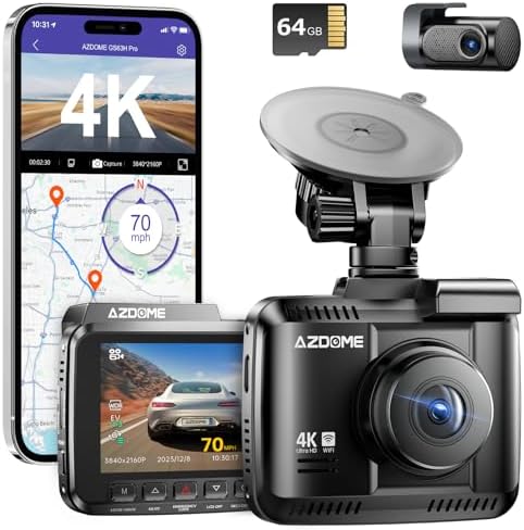 Amazon.com: AZDOME M560 3 Channel 4K Dash Cam, 4" IPS Touchscreen Built ...