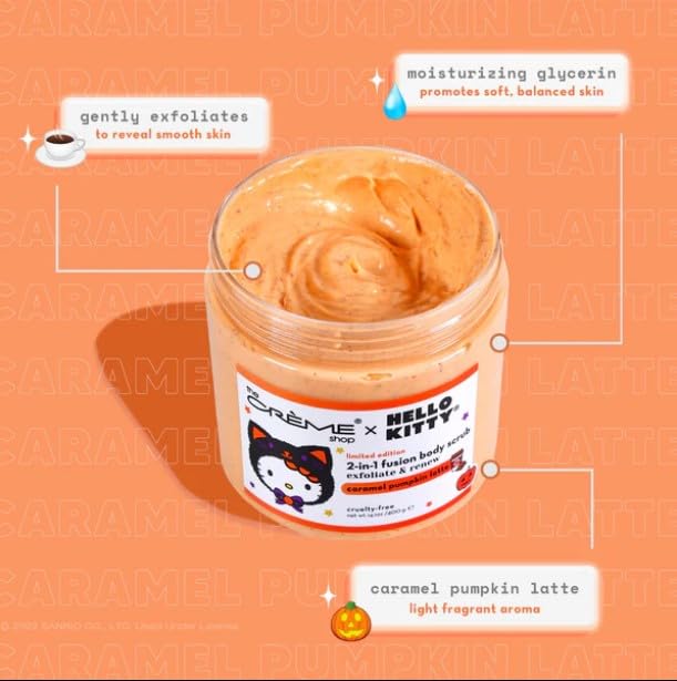 The Creme Shop x Hello Kitty – Exfoliante corporal Fusion 2 en 1, caramelo y calabaza, latte ...