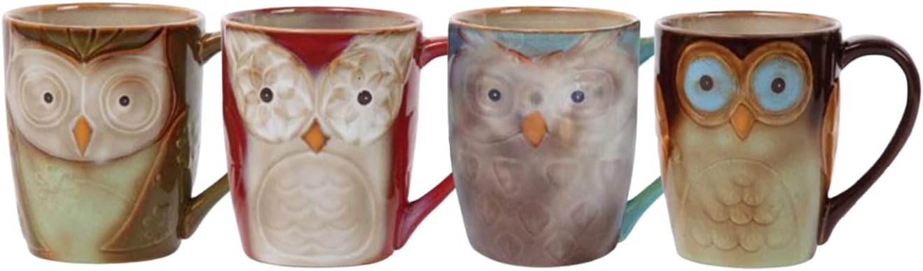 Amazon.com: Ceramic Owls Mug Set of 6 - Novelty Coffee Mugs for made of ...