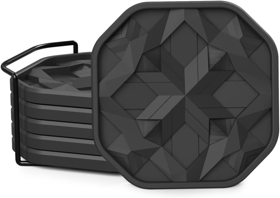 Amazon.com: HFHOME Coasters for Drinks 6 Pack Silicone Coasters Set ...