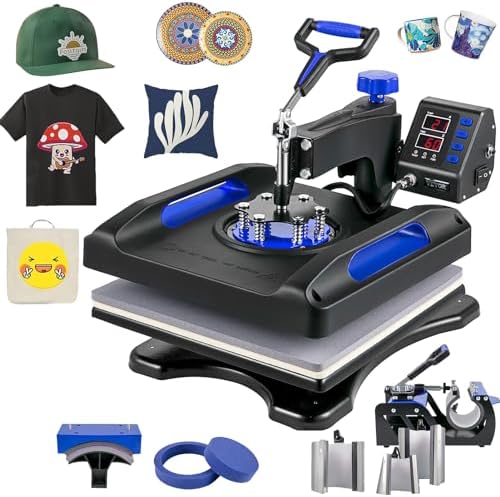 Amazon.com: VEVOR 8 in 1 Heat Press Machine 15x15 Inch 360° Swing Away Digital Tshirt Press ...