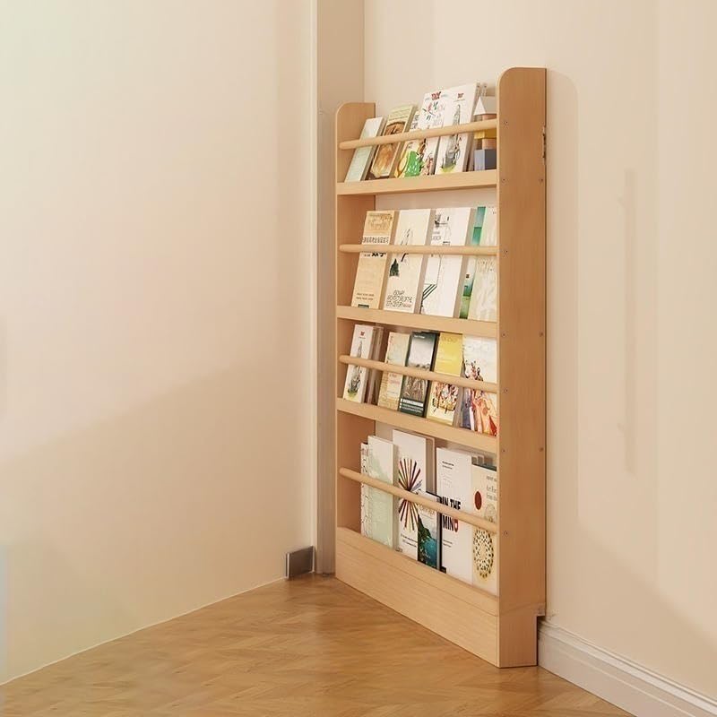 Amazon.com: LITFAD Modern Vertical Bookcase with Shelves Solid Wood ...