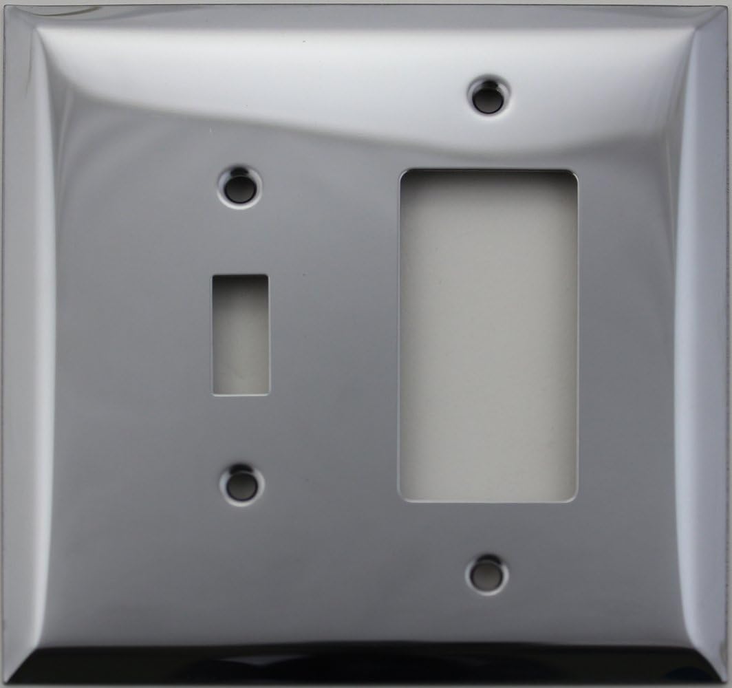 Over Sized Jumbo Polished Chrome Two Gang Switch Plate - One Toggle One ...