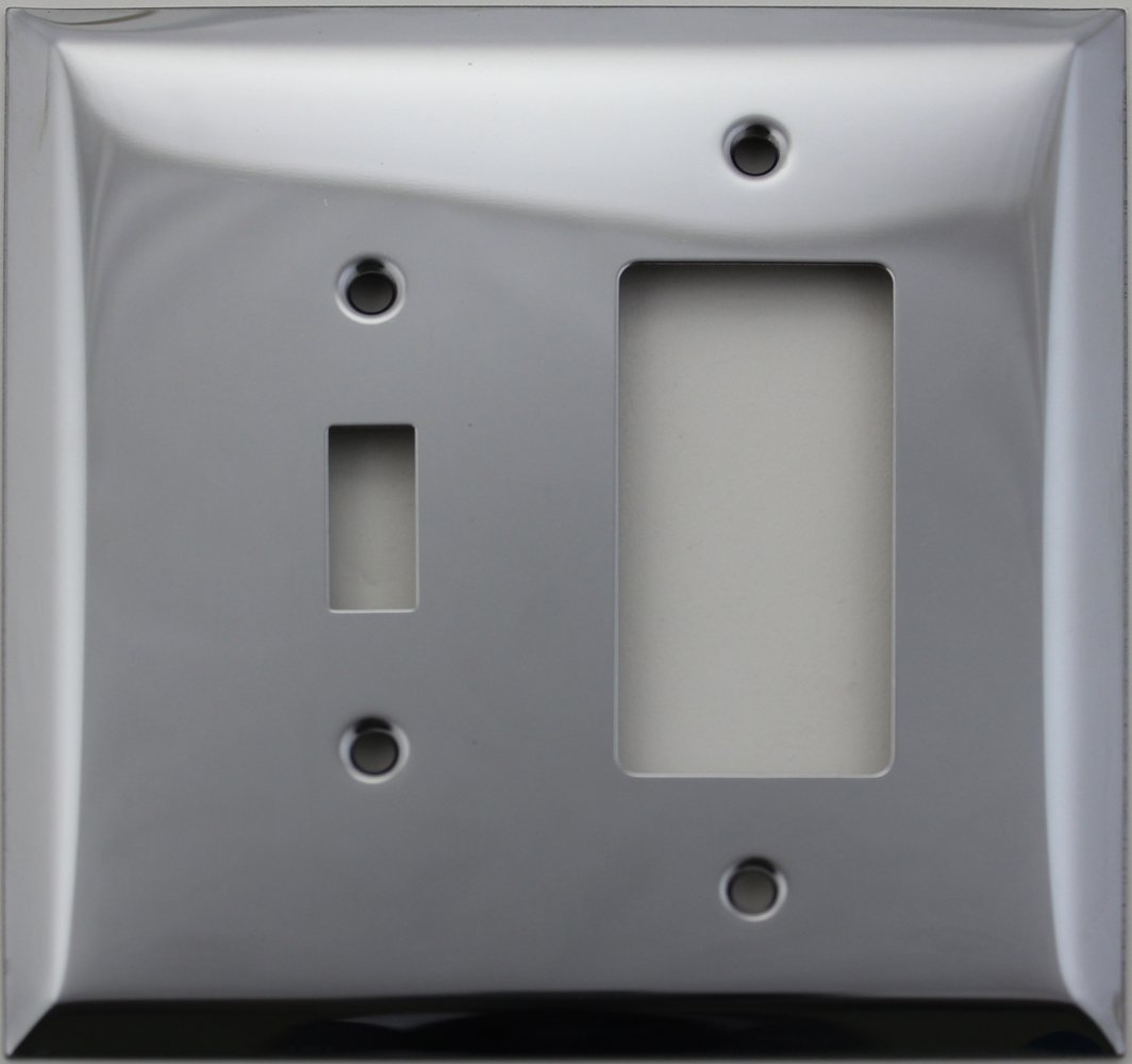 Over Sized Jumbo Polished Chrome Two Gang Switch Plate - One Toggle One ...