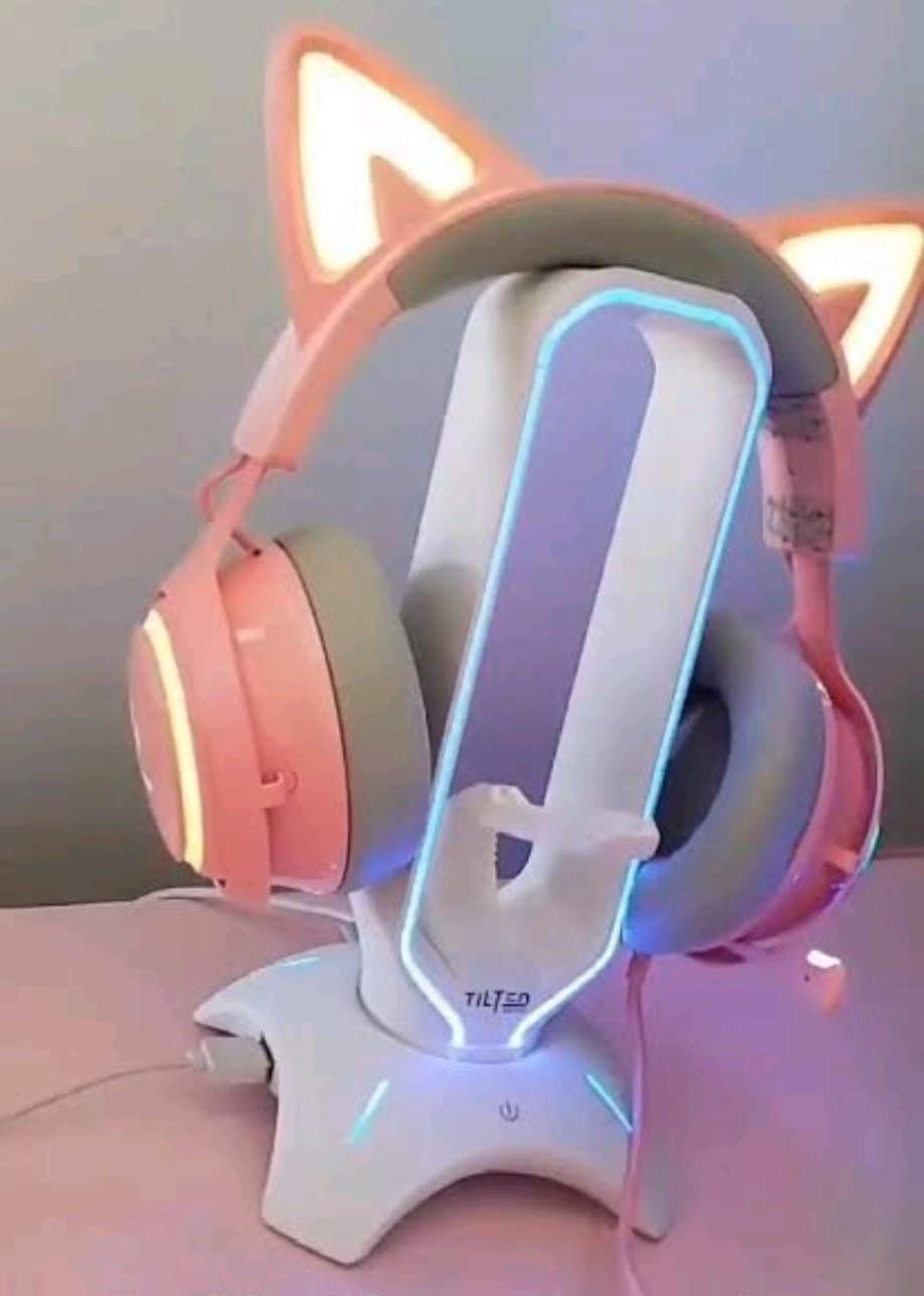 Tilted Nation Rgb Gaming Headset Stand - 3 In 1 Pink Head Stand With ...
