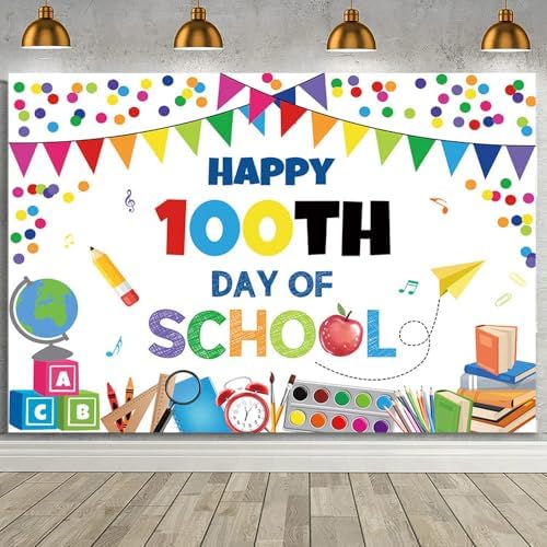 Amazon.com : MEHOFOND 7x5ft Happy 100 Days of School Backdrop White ...