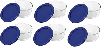 Amazon.com: Pyrex Storage 2-Cup Round Dish, Clear with Blue Lid Case of ...