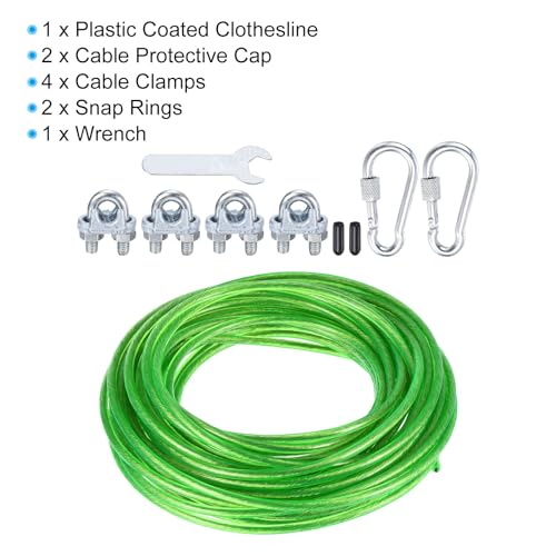 PATIKIL Plastic Coated Clothesline Kit, 1/4″x49ft Steel Core Clothes ...