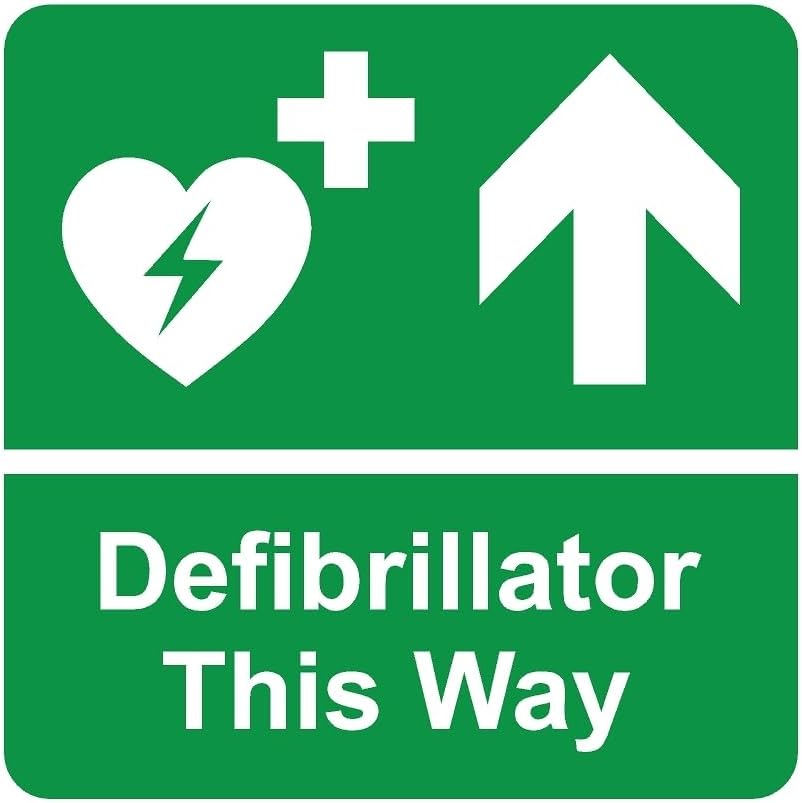 Defibrillator this way up arrow safety sign - 1mm flexible Plastic sign ...