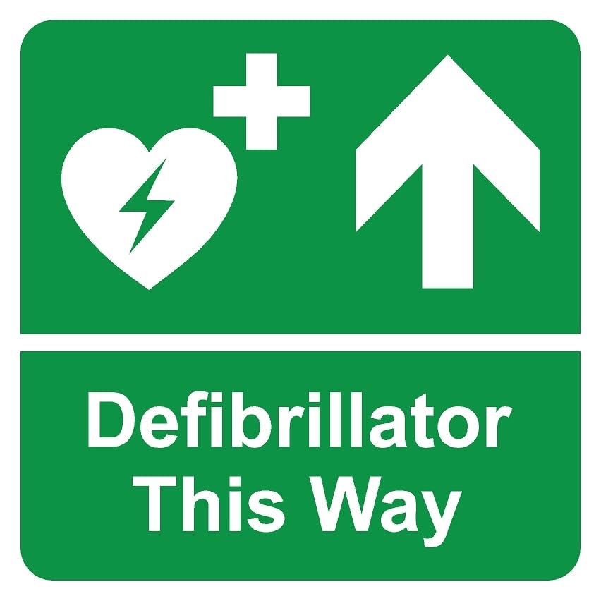 Defibrillator this way up arrow safety sign - 1mm flexible Plastic sign ...