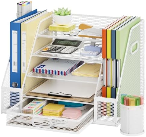 Amazon.com : Marbrasse Desk Organizers with File Holder, 5-Tier Paper ...
