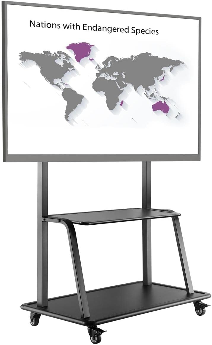 Amazon.com: Displays2go TV Cart w/Wheels for 60" - 105" Screens, Height ...