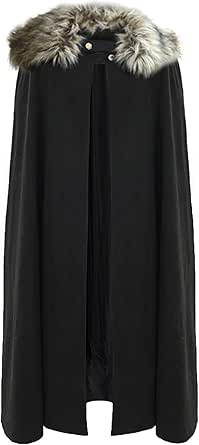 Amazon.com: Women's Fur Collar Viking Cloak Gothic Thermal Coat ...
