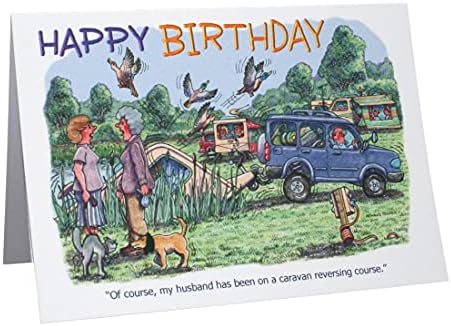 Happy Birthday Caravan Caravanning Humour Cartoon A5 Funny Blank ...