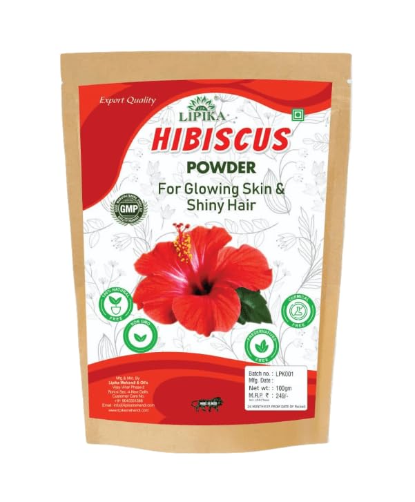 Lipika Hibiscus Flower Powder for Face Pack and Hair Mask, Natural Pure ...