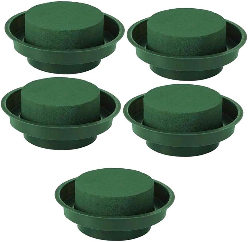 Karriter 5 Pack DIY Flower Arrangement Kit Green Round Wet Floral Foam ...
