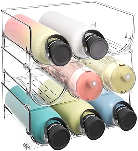 JUPELI Water Bottle Organiser for Cupboard, 4 Pack Stackable Water ...