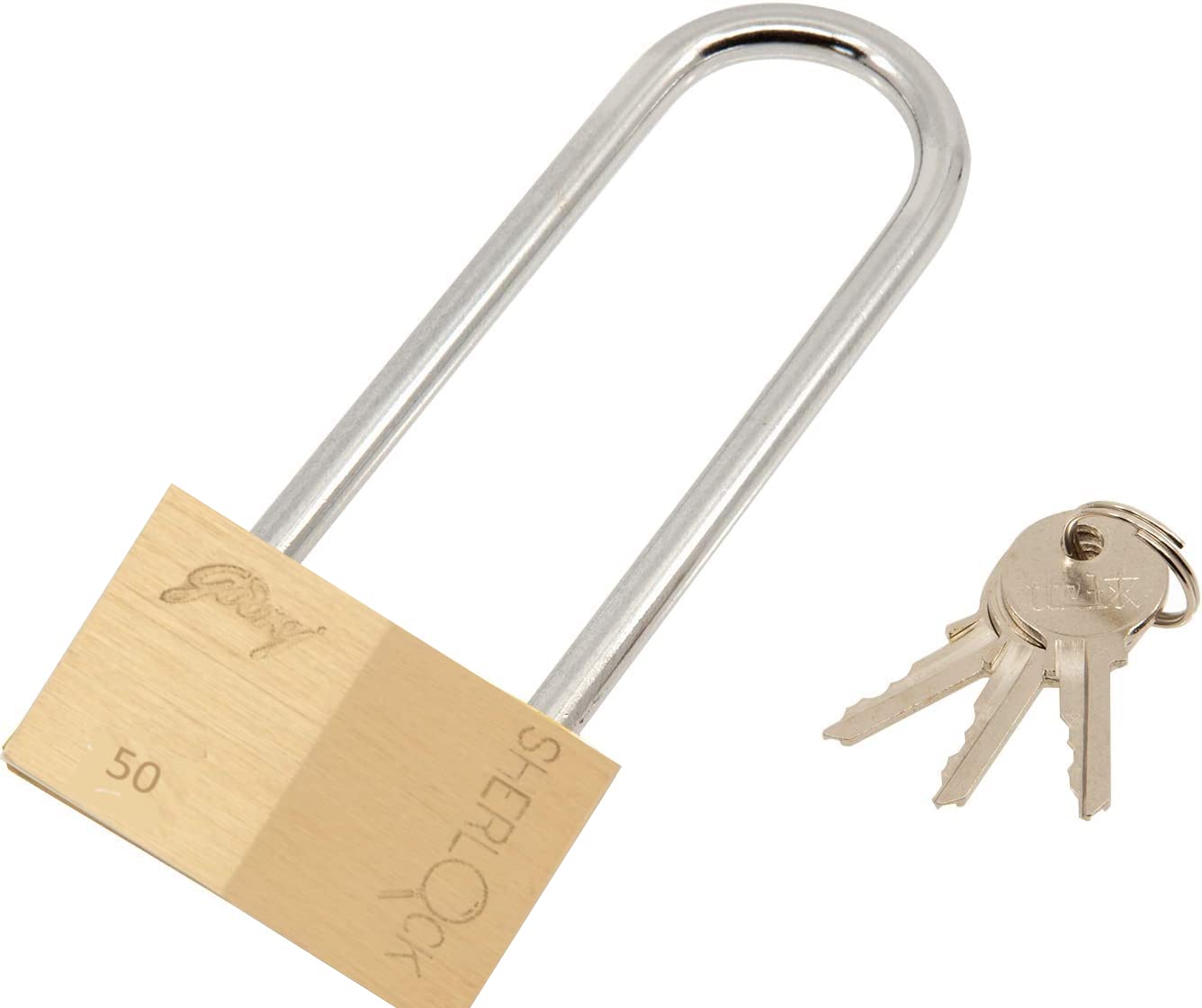 Buy Godrej Sherlock Longer Shackle Hardened Brass padlocks, Double Lock ...
