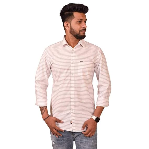 Buy Casual Threads Men's Cotton Stitched Shirt (Beige) Size; Large at ...