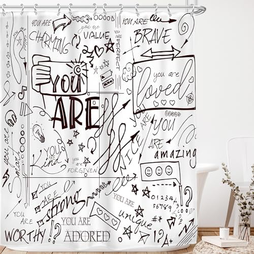 Amazon.com: Emvency Black Positive Shower Curtain Quotes Inspirational ...