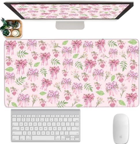 Amazon.com: Pink Preppy Bows Mouse Pad Coquette Strawberry Extended ...