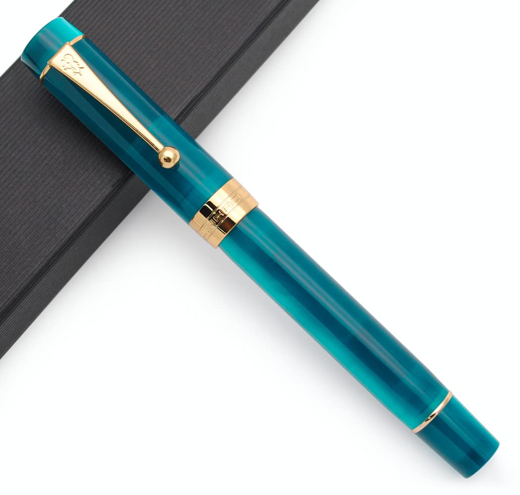 JINHAO Century Tofu 100 18KGP Golden Plated Resin Fountain Pen (Peacock ...
