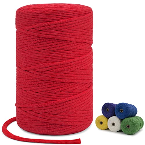 LEREATI Macrame Cord 3mm x 200m, Single Strand Thick Macrame Rope Yarn ...
