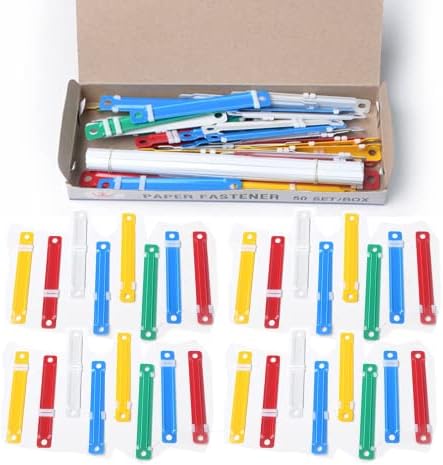 Vokowin 100pcs Prong Paper Fasteners Durable, Binder Clip Colorful ...