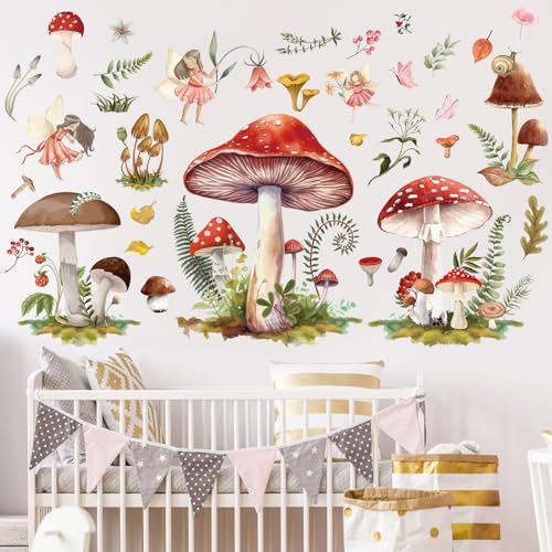 Amazon.com: decalmile Mushroom Wall Decals Woodland Squirrel Grass ...