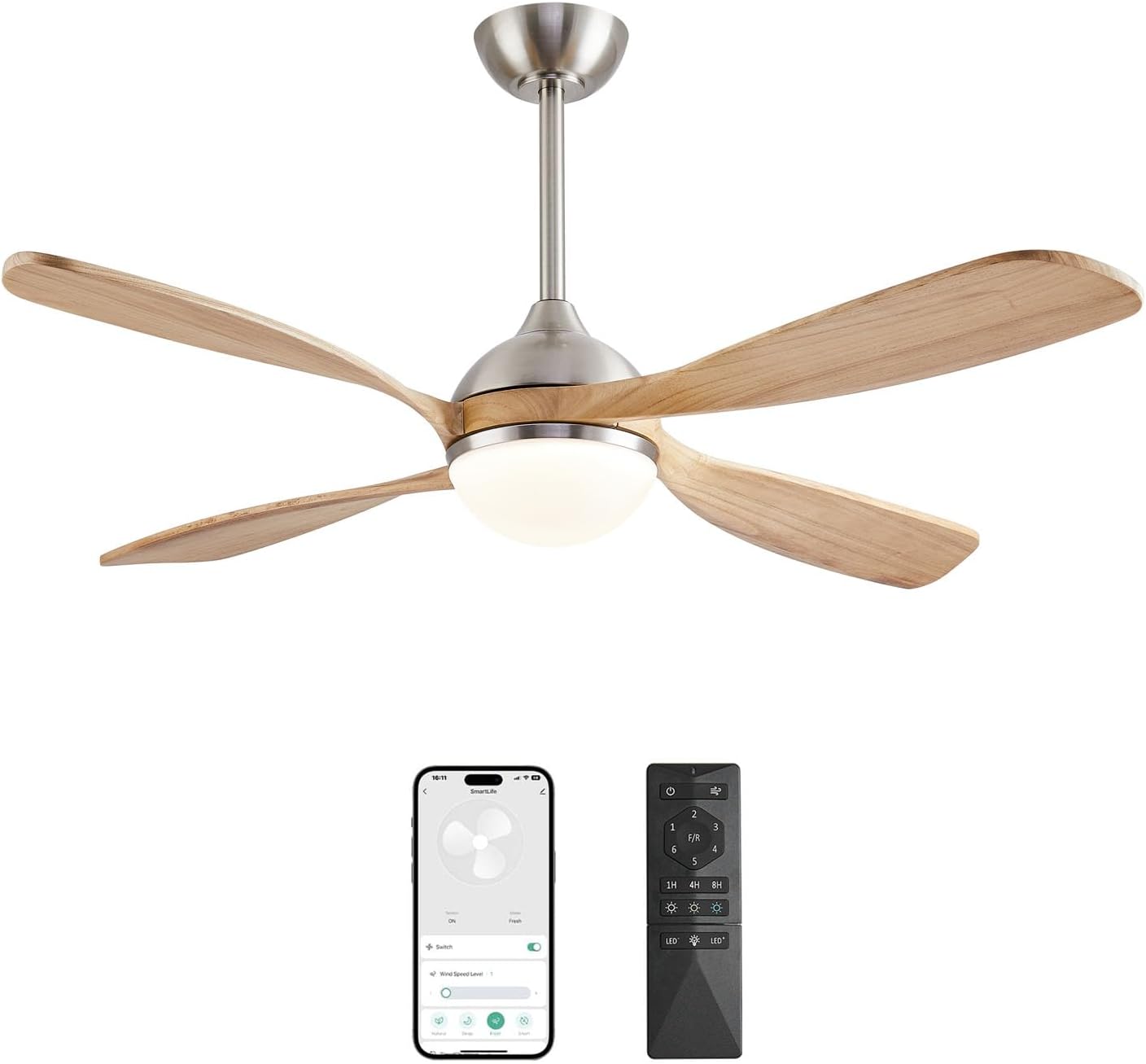 ELEHINSER 54 Inch Smart Ceiling Fan with Lights and Remote/APP Control ...